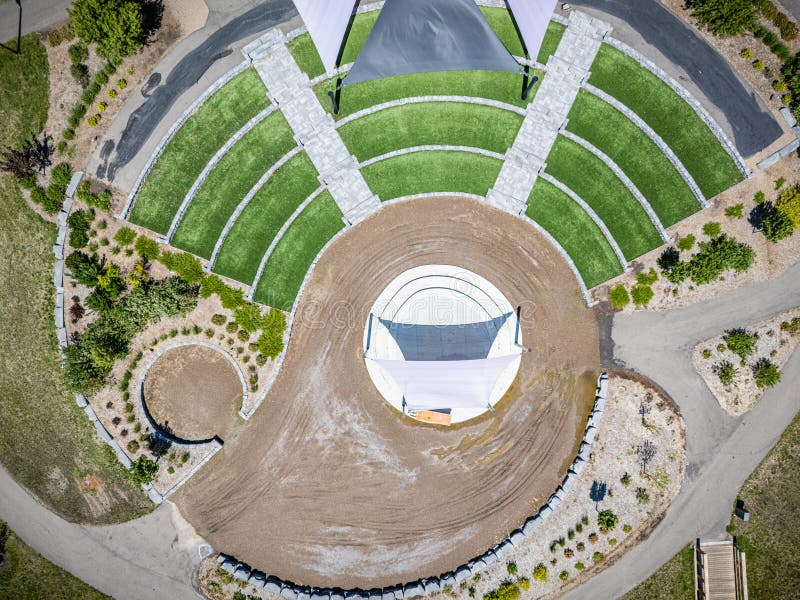 Park with a Large Green Circle in the Middle Stock Image - Image of ...