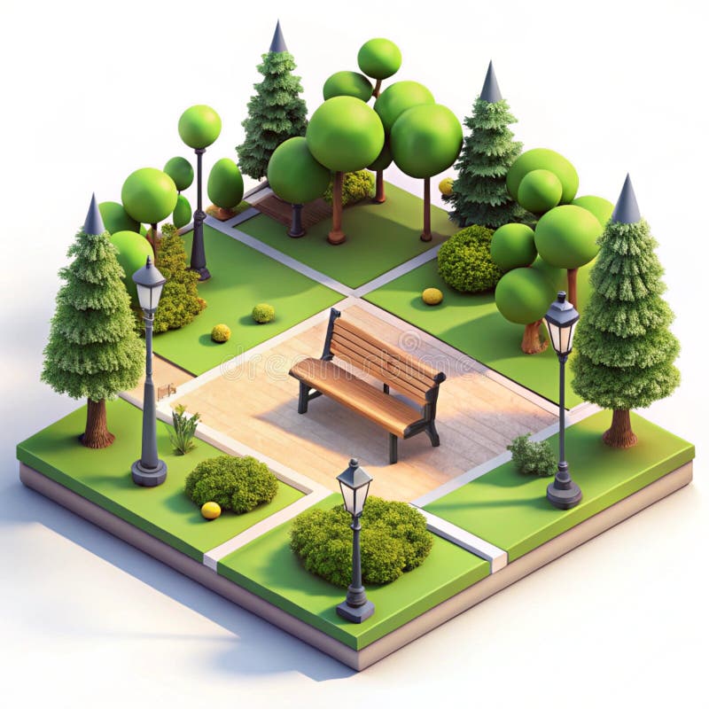 Park Location 3D Illustration Stock Illustration - Illustration of ...