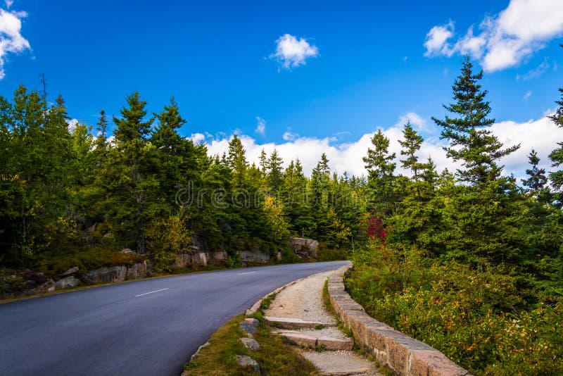 The Park Loop Road in Acadia National Park, Maine. Stock Image - Image ...
