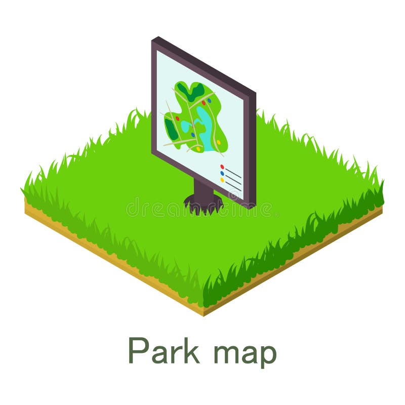 Park Map Icon, Isometric Style. Stock Vector - Illustration of forest ...