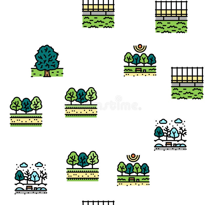 Park Meadow Nature and Playground Vector Seamless Pattern Stock Vector ...