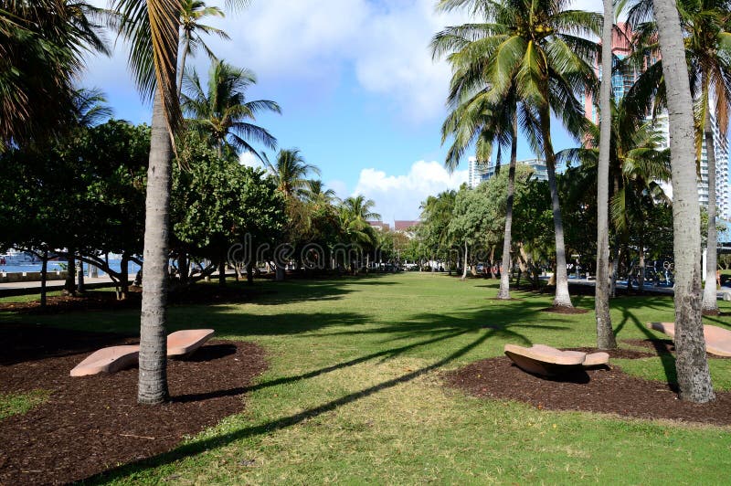 Park in Miami South Beach, Florida Stock Image - Image of states ...