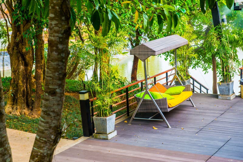 Park with modern swing stock image. Image of swing, rest - 263790357