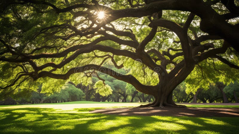 Park monkey pod tree stock photo. Image of shadow, blue - 383487862