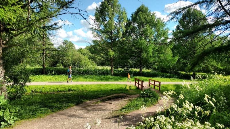 The Park Near River in Moscow. Editorial Stock Photo - Image of ...
