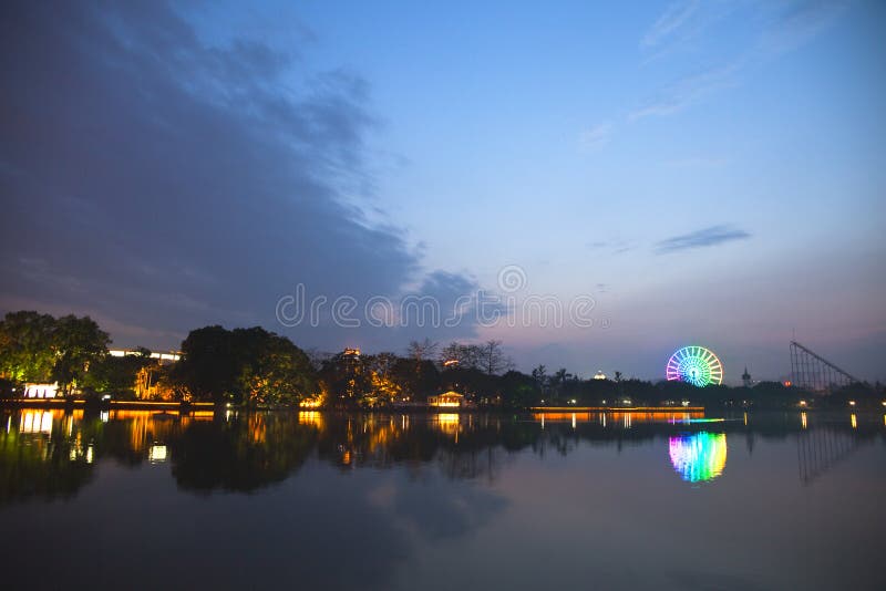 Park at night stock image. Image of urban, eastern, wheel - 14384925