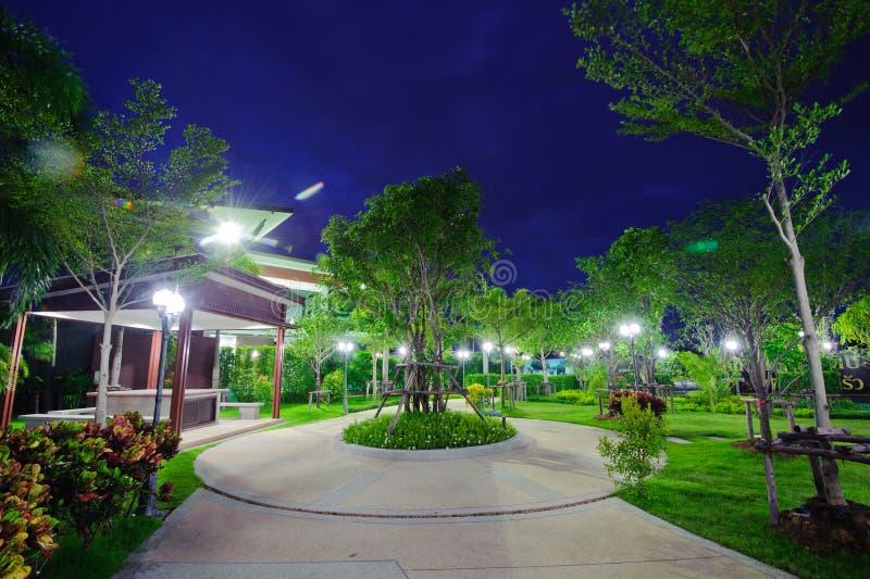 Park at night stock photo. Image of landscape, night - 40351302