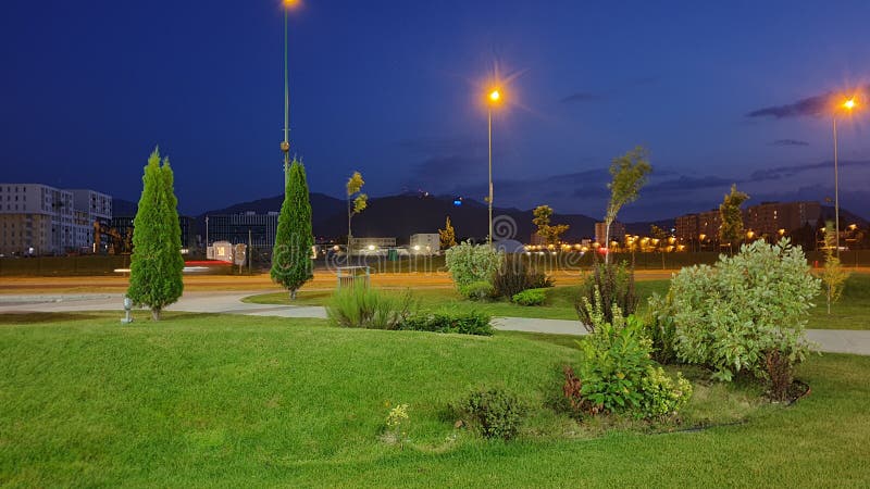 Park during Nighttime stock image. Image of nighttime - 166708335