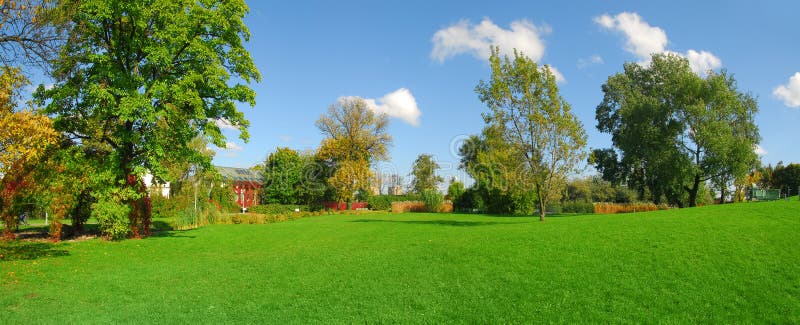 Park panoramic view stock photo. Image of tree, warsaw - 22312964