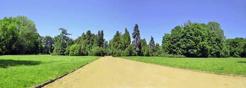 Park panoramic view stock image. Image of alley, relaxation - 25046183