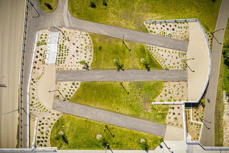 Park with a Path that is Shaped Like a Triangle Stock Image - Image of ...