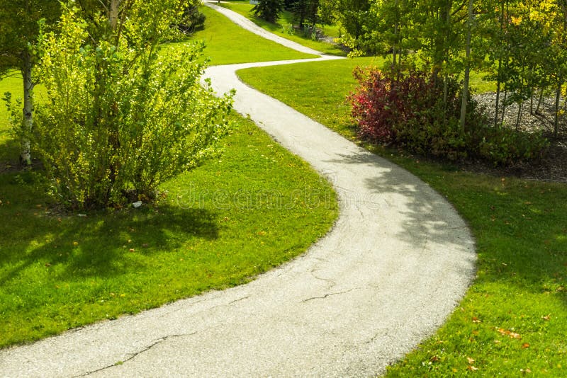 Park paved path stock image. Image of trees, paved, area - 60608335