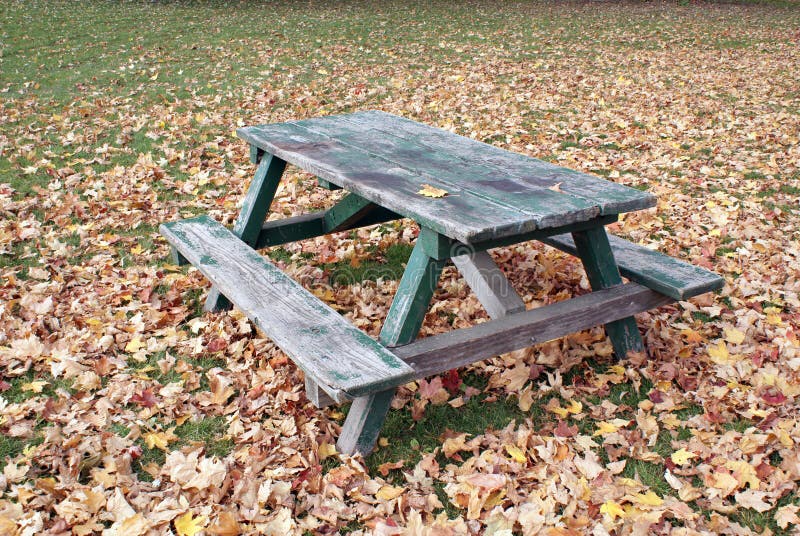 Park Picnic Table in the Fall Stock Photo - Image of nostalgia, autumn ...