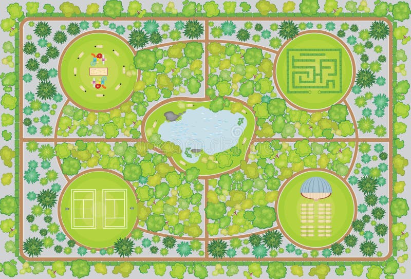 Park plan stock vector. Illustration of maze, playground - 19479294