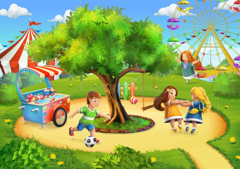 Park, Playground Background Stock Vector - Illustration of landscape ...