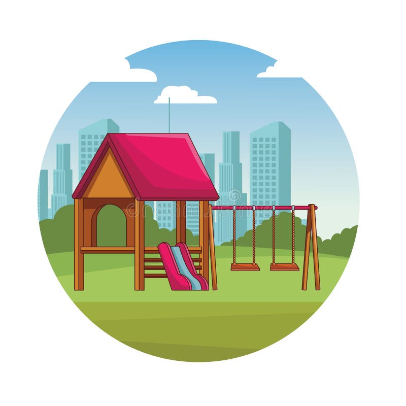 Park playground cartoon stock vector. Illustration of garden - 135116007