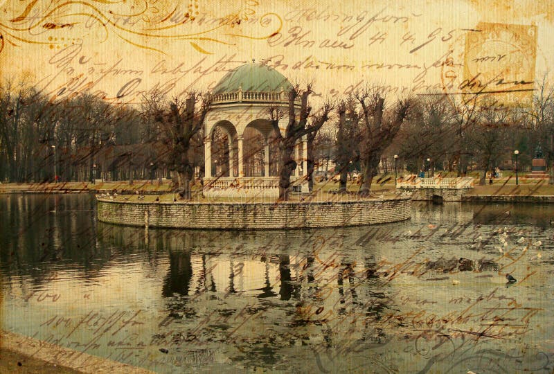 Park postcard stock photo. Image of trees, postage, letters - 18367258