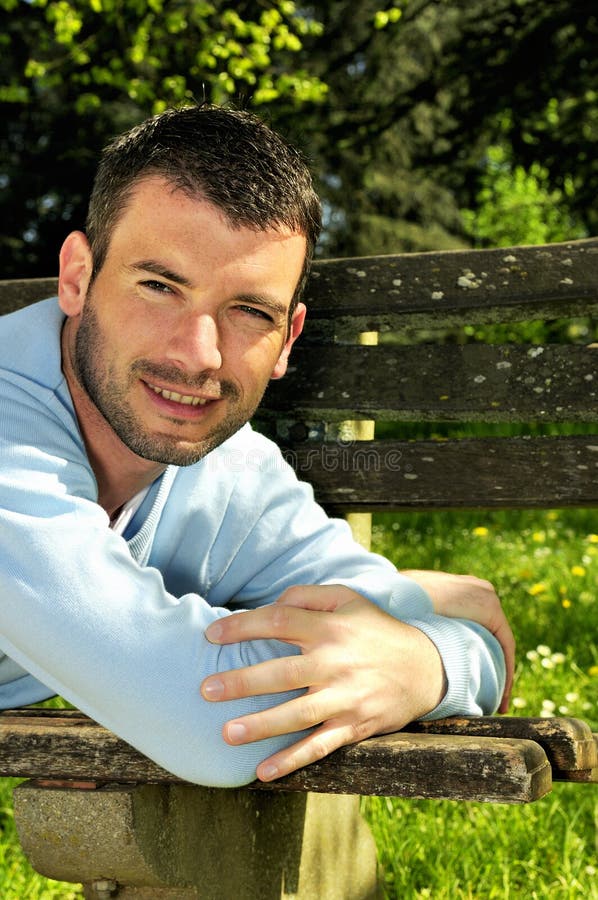 Park relaxed man stock photo. Image of head, benches - 23820094