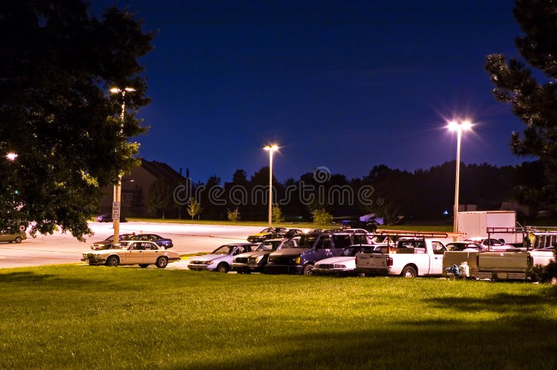 Park and Ride Lot at Night stock image. Image of convenience - 975895