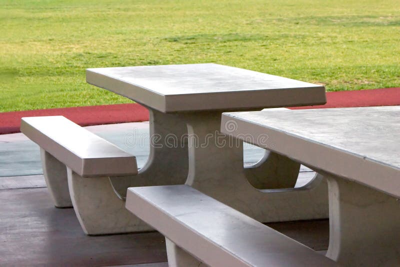 Park S Picnic Tables Ready and Waiting Stock Photo - Image of outing ...