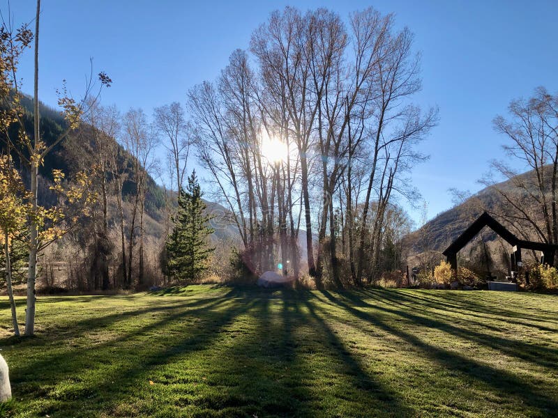 Park Setting in the Mountains Late in the Fall Stock Photo - Image of ...
