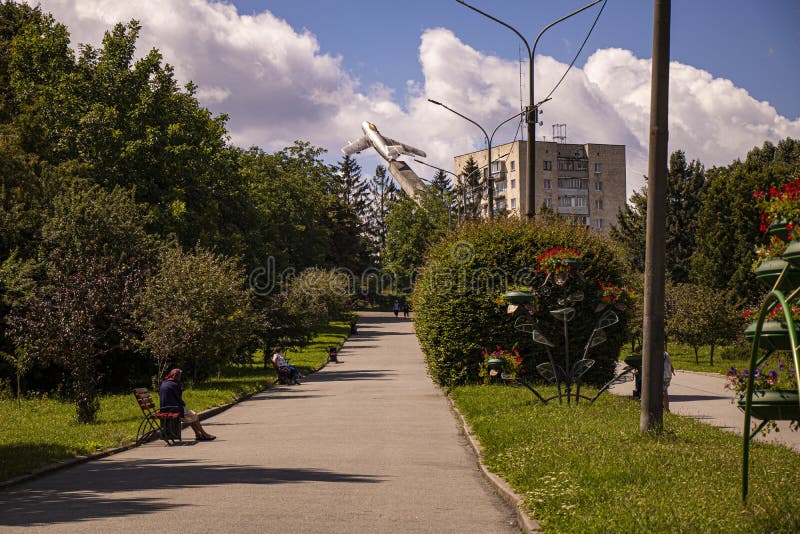 Park with Sidewalk Alleys and Greenery Stock Photo - Image of alleys ...