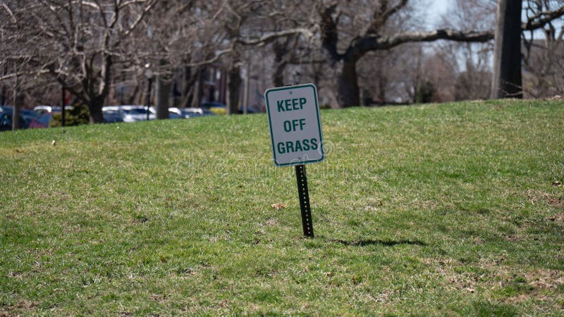 Park Sign with Grass Warning Stock Photo - Image of outdoor, reminder ...