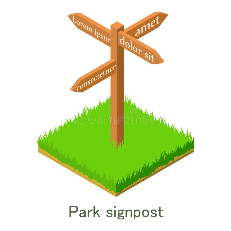 Park Singpost Icon, Isometric Style. Stock Vector - Illustration of ...