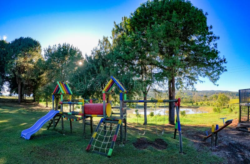 Park with Some Games for Children Stock Photo - Image of villa ...