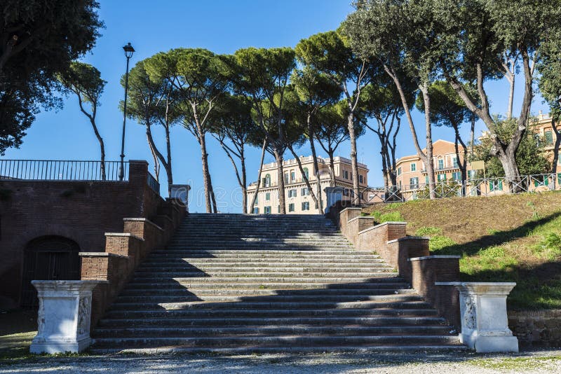Park with Stairs in Rome, Italy Stock Image - Image of railing, city ...