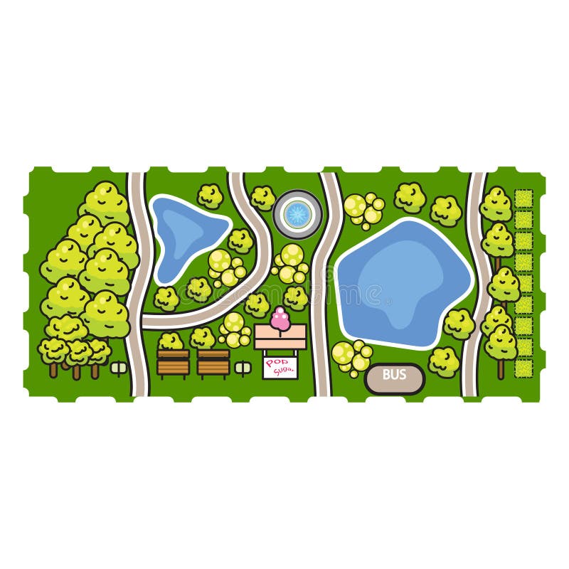 Park Top View Vector Illustration. Stock Vector - Illustration of ...