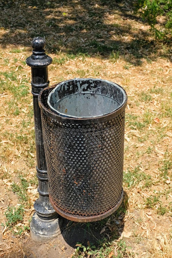 Park trash can stock image. Image of park, trash, grass - 237205009