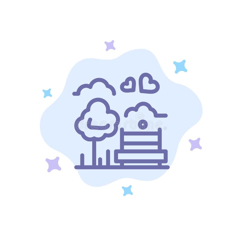 Park, Tree, Bench, Love, Outdoor Blue Icon on Abstract Cloud Background ...