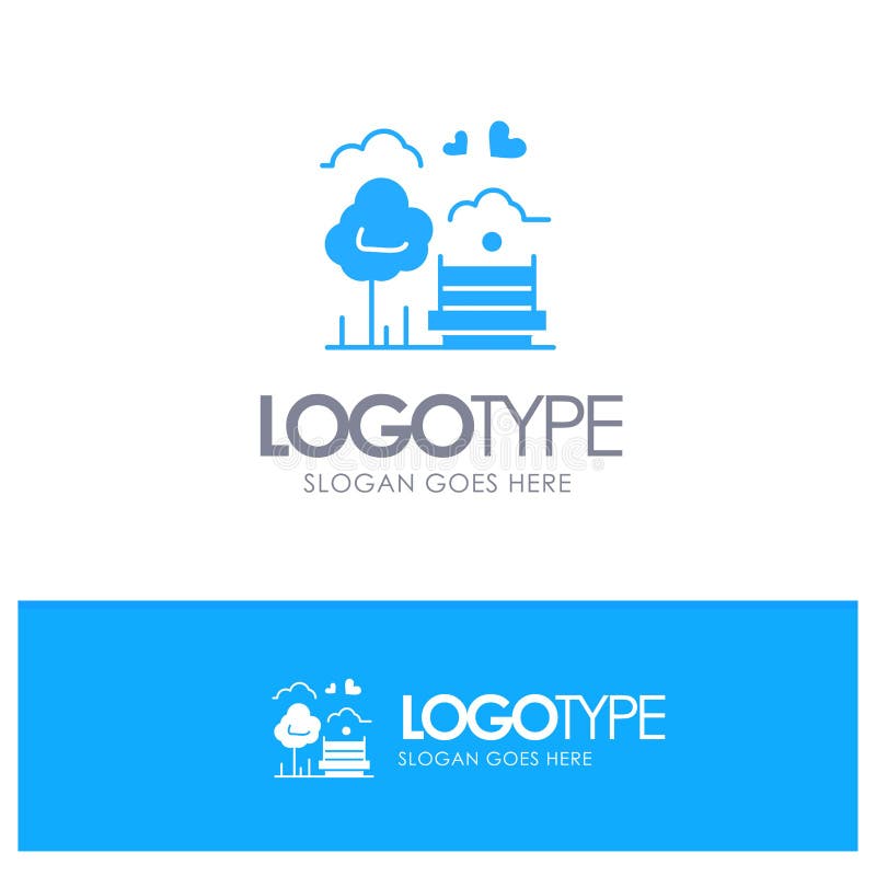 Park, Tree, Bench, Love, Outdoor Blue Solid Logo with Place for Tagline ...