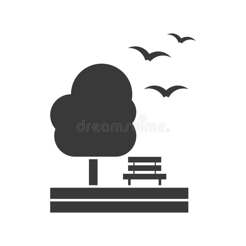 Park, Tree, Bench Outdoor Solid Glyph Icon. Flat Style Stock ...