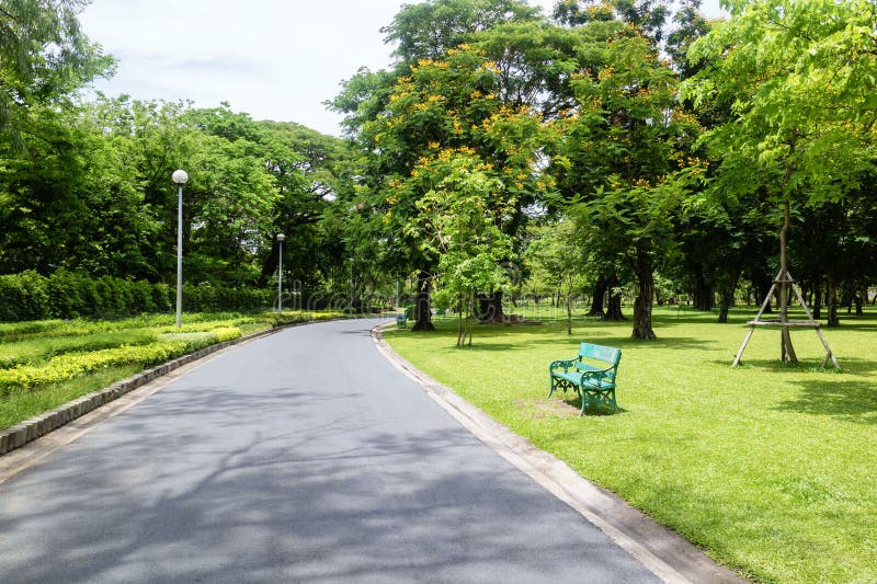 Park View with Exercise Path in the Middle of Nature Stock Photo ...
