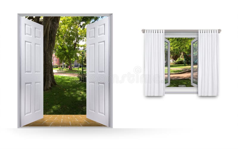 Open Window and Countryside Stock Image - Image of view, background ...