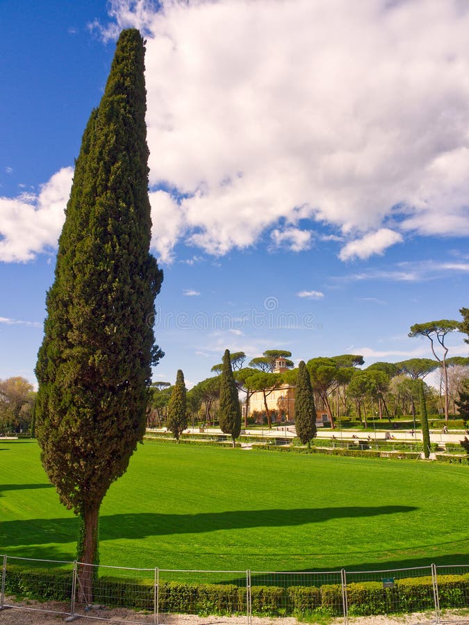 Park View in Villa Borghese Gardens, Rome, Italy Stock Image - Image of ...