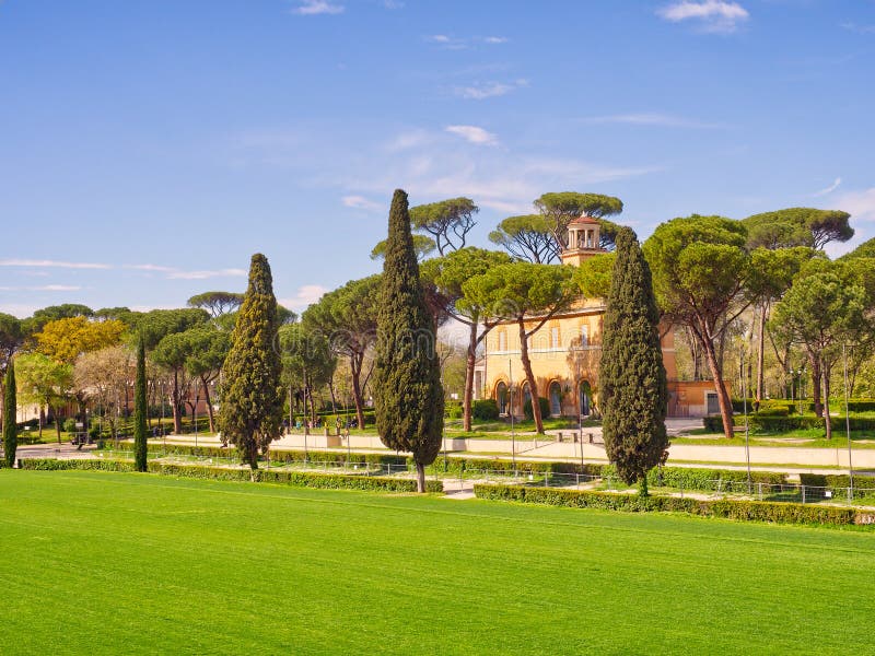 Park View in Villa Borghese Gardens, Rome, Italy Stock Image - Image of ...