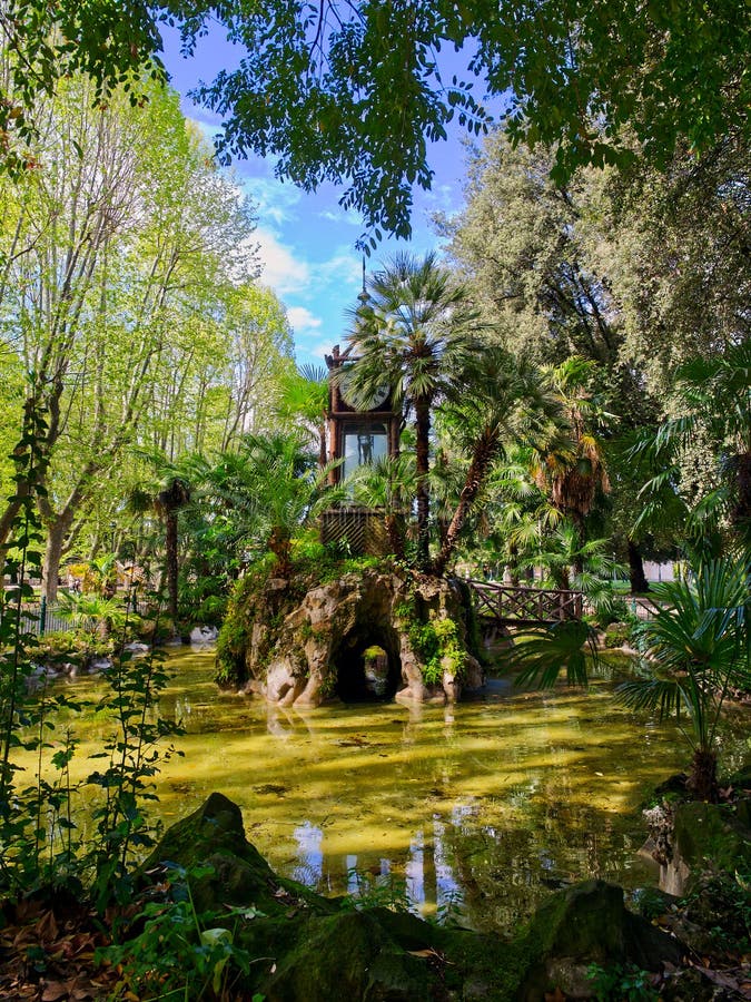 Park View in Villa Borghese Gardens, Rome, Italy Stock Image - Image of ...