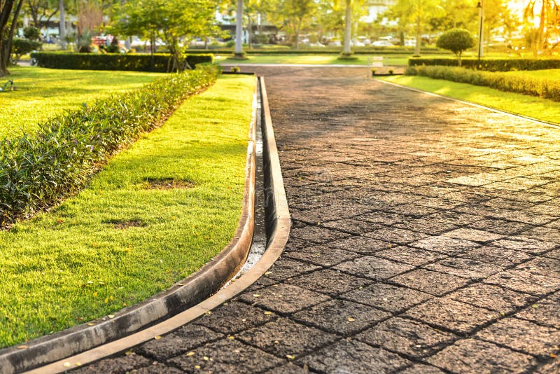 Park walkway stock image. Image of park, people, grass - 89523795