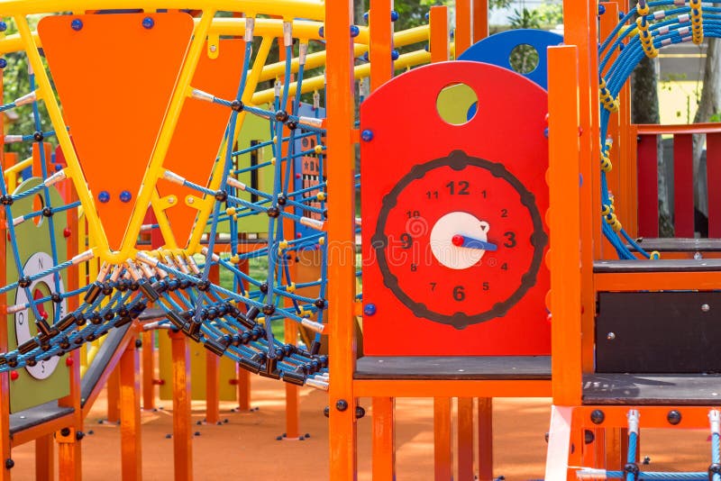 Park Where Children Play with a Clock Stock Photo - Image of abstract ...