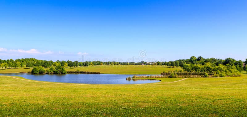 Park Wide Angle View stock image. Image of springtime - 92492843