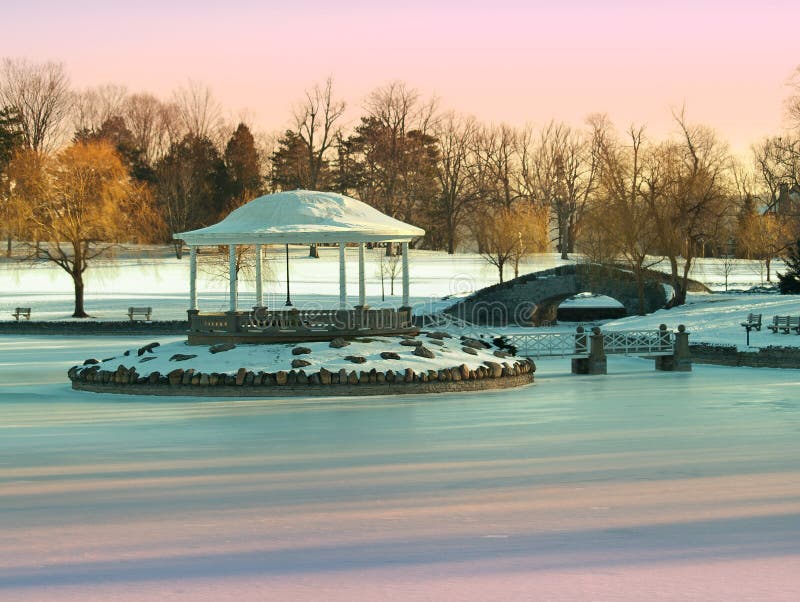 Park in winter stock image. Image of pond, seasons, frozen - 28145301