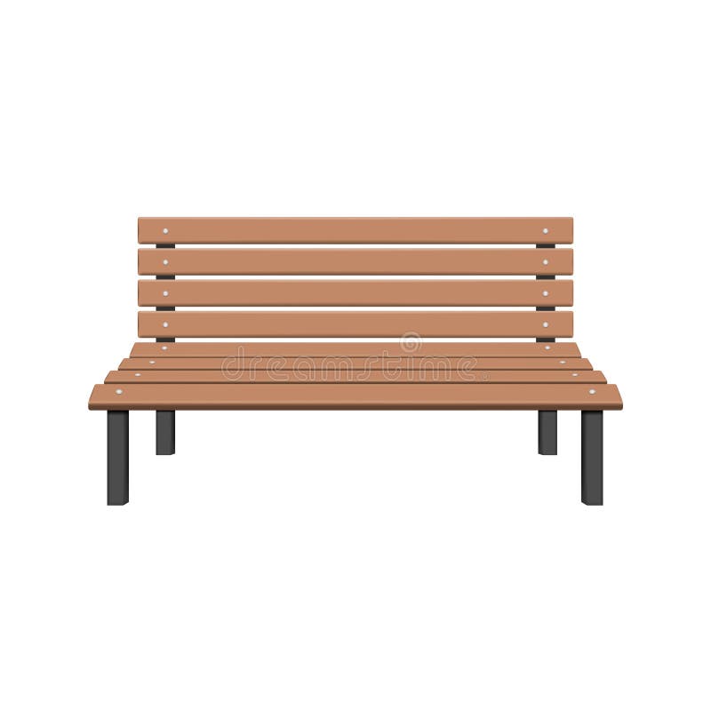 Park Wooden Bench Isolated On White Background Vector Illustration