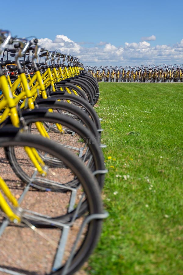 Parked Bikes On A Huge Bicycle Parking Lot Stock Image - Image of bike ...