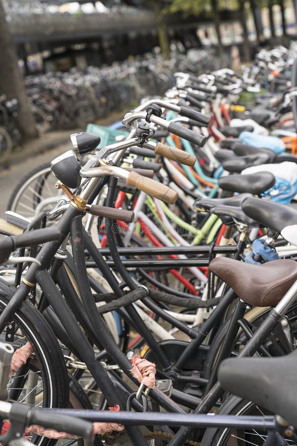 Parked Bikes in a Storage with Perspective View Stock Image - Image of ...