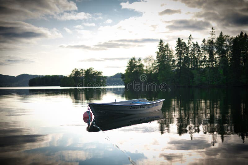 Parked Boat in a Lake in the Sunset Editorial Image - Image of scenic ...