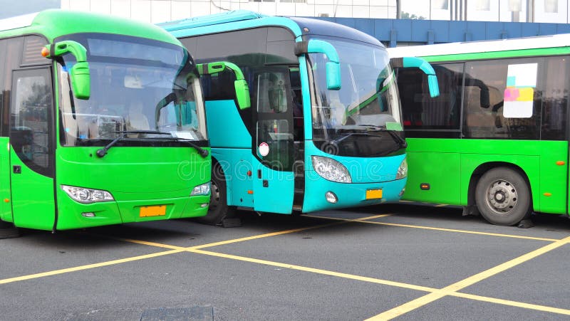 Parked buses stock photo. Image of blue, downtown, heavy - 20997376