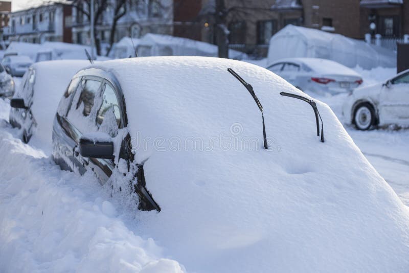 Car under snow stock image. Image of frost, town, winter - 187687271